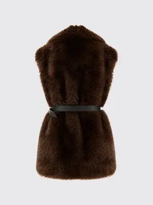 PAROSH Sleeveless Faux Fur Robe Vest P.a.r.o.s.h. With Adjustable Belt