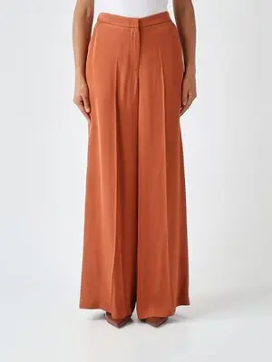 MEIMEIJ Mid-rise Wide-leg Palazzo Trousers In Satin - Orange