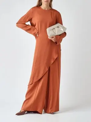 MEIMEIJ Mid-rise Wide-leg Palazzo Trousers In Satin