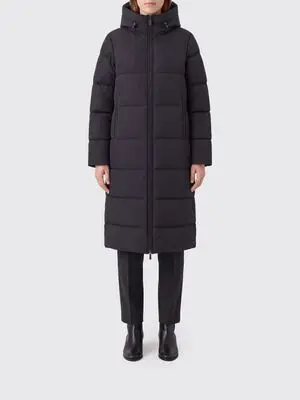 K-WAY Long Quilted Down Jacket With Hood And Applied Logo