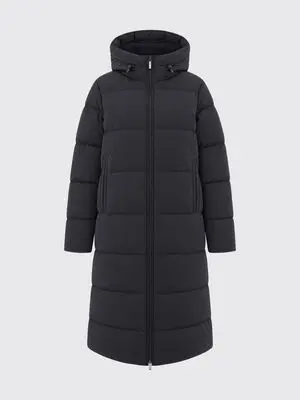K-WAY Long Quilted Down Jacket With Hood And Applied Logo