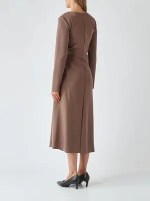 MEIMEIJ Draped-waist Midi Sheath Dress In Viscose Blend