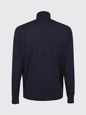 BALLANTYNE Pure Wool Turtleneck Jumper With Ribbed Trims - Blue