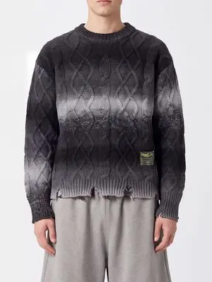 HTC LOS ANGELES Abstract Pattern Wool Blend Crewneck Jumper With Logo - Grey