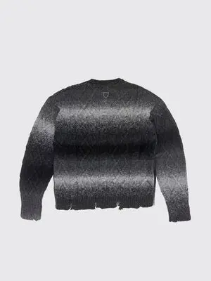 HTC LOS ANGELES Abstract Pattern Wool Blend Crewneck Jumper With Logo - Grey