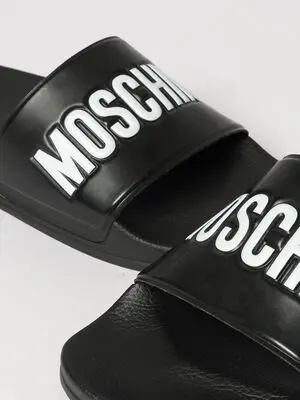 Moschino Pvc Pool Slides With Printed Logo And Open Toe