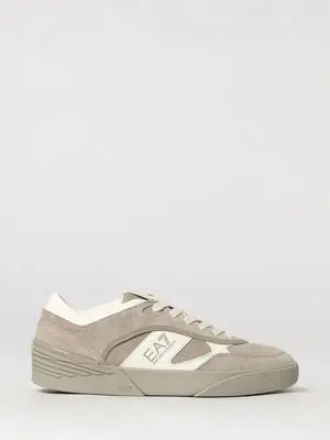 EA7 Low Top Suede Leather Trainers With Padded Ankle And Printed Logo