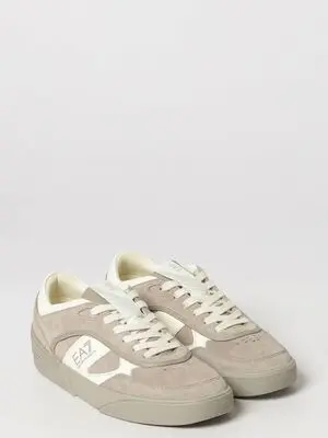 EA7 Low Top Suede Leather Trainers With Padded Ankle And Printed Logo