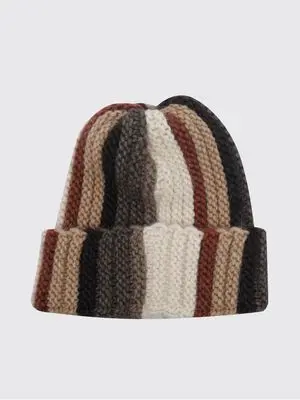 AMISH SUPPLIES Multicoloured Striped Cuffed Beanie In Wool And Alpaca Blend