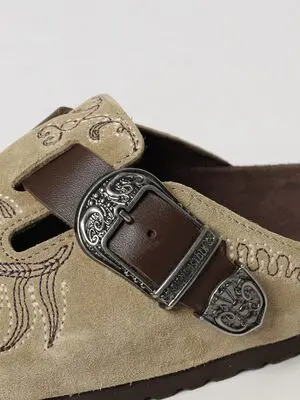 BIRKENSTOCK BY ETRO Birkenstock X Etro 1774 Boston Suede Mules With Ethnic Embroidery