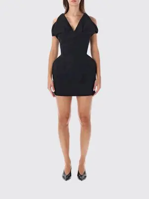 Magda Butrym Asymmetric Flower-appliqué Mini Dress In Silk And Cotton