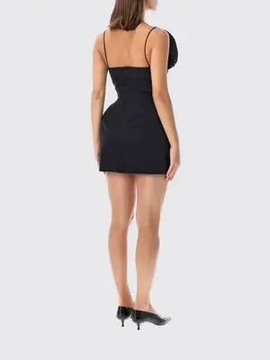 Magda Butrym Asymmetric Flower-appliqué Mini Dress In Silk And Cotton