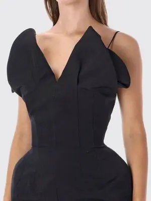 Magda Butrym Asymmetric Flower-appliqué Mini Dress In Silk And Cotton