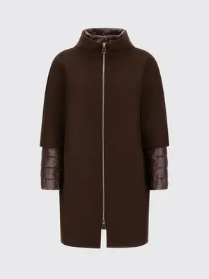 Herno Knee-length Virgin Wool Coat With Funnel Neck - Brown
