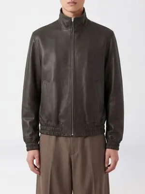 Valentino Garavani Lambskin Leather Bomber Jacket With High Collar