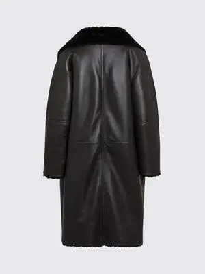 TOTEME Double-breasted Long Lamb Shearling Coat With Sailor Collar