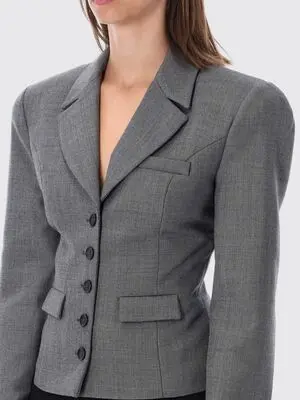 Magda Butrym Cropped Wool Blazer With Oversized Shoulders And Peak Lapels