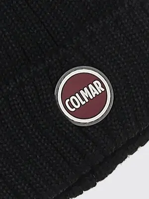 COLMAR Virgin Wool Blend Beanie With Cuff And Logo Patch - Black