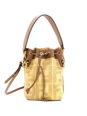 Fendi Mon Tresor Zucca Embroidered Canvas Mini Bucket Bag - Neutrals