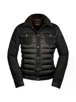 MOORER Padded Denim Jacket - Black