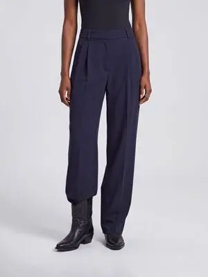 TOTEME Sartorial Straight-leg Trousers In Viscose Blend With Pleats - Black