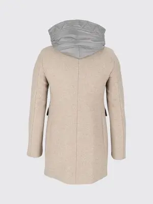 FAY Single-breasted Wool Coat With Nylon Hood And Toggles