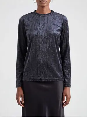 Comme Des Garçons Long-sleeved Velvet Crewneck T-shirt