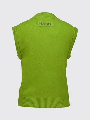 Marni Floral Virgin Wool And Cashmere Vest With V-neck