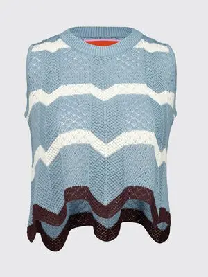La DoubleJ Zig Zag Pattern Off-the-shoulder Crochet Cotton Top