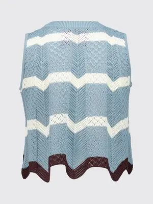 La DoubleJ Zig Zag Pattern Off-the-shoulder Crochet Cotton Top
