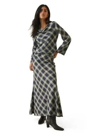 NOBODY'S CHILD Cruz Cowl Neck Plaid Top