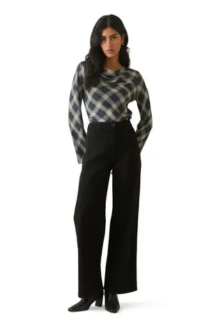 NOBODY'S CHILD Cruz Cowl Neck Plaid Top