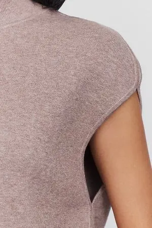Maeve Mock Neck Cap Sleeve Sweater - Tan