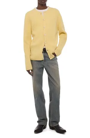 Helmut Lang Ribbed Wool Cardigan - Sunlight