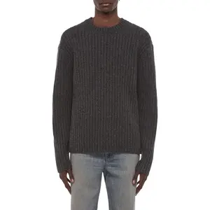 Helmut Lang Rustic Wool Ribbed Sweater - Graphite