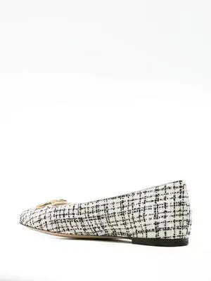 Valentino Garavani Vlogo Signature Tweed Ballet Flats - White