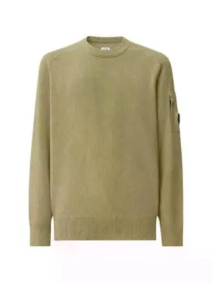 C.P. COMPANY Lambswool Lens Crewneck Sweater - Neutrals