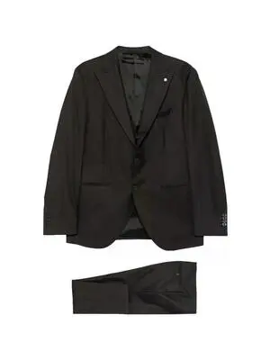 LUIGI BIANCHI MANTOVA Peak-lapel Single-breasted Suit - Black