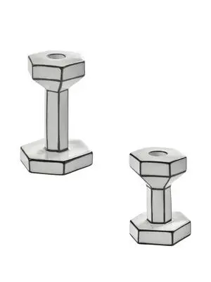 SERAX Geometric-patterned Candle Holders - Grey