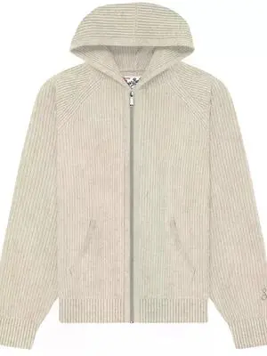 MC2 SAINT BARTH Ribbed-knit Zip-up Hoodie - Neutrals