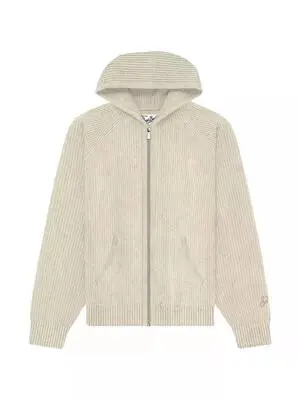 MC2 SAINT BARTH Ribbed-knit Zip-up Hoodie - Neutrals