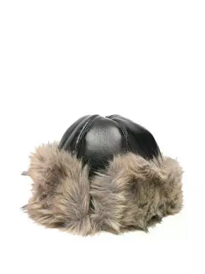 STAND STUDIO Sable Faux-fur Trim Hat - Black