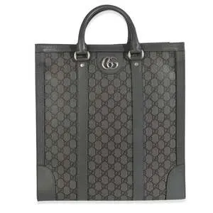 Gucci Grey Black Gg Coated Canvas Ophidia Tote - Gray