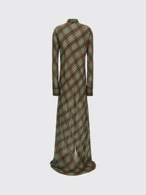 Dries Van Noten Long Check Silk Blend Shirtdress
