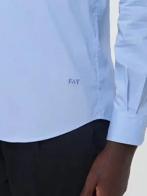 FAY Slim Fit Long-sleeved Cotton Shirt With Button-down Collar