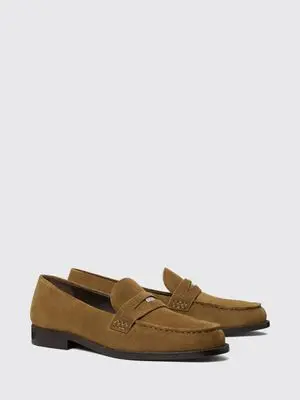 Tory Burch Suede Penny Loafers With Round Toe - Camel