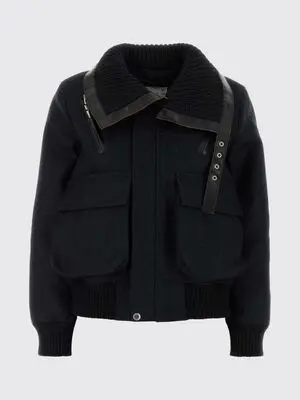 Sacai Wool And Nylon Utility Short Coat With Sailor Collar And Ribbed Trims