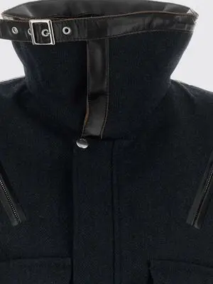 Sacai Wool And Nylon Utility Short Coat With Sailor Collar And Ribbed Trims