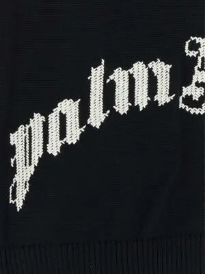 Palm Angels Contrast Jacquard Logo Cotton Hoodie