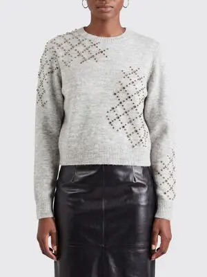 Pinko Crewneck Jumper In An Alpaca And Wool Blend With Rhinestone Appliqués